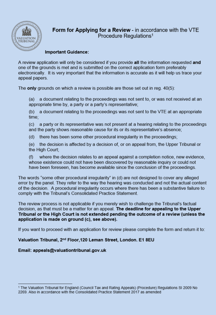 Appeal Guidance Booklets - Valuation Tribunal Service